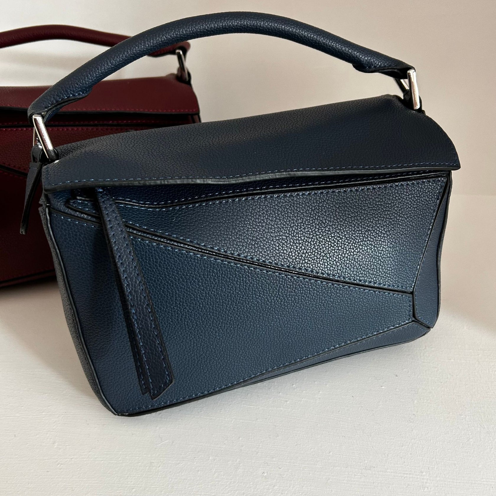 Leather Grab Handle Geometric Bag | Crossbody Handbag | Scott-Samuel